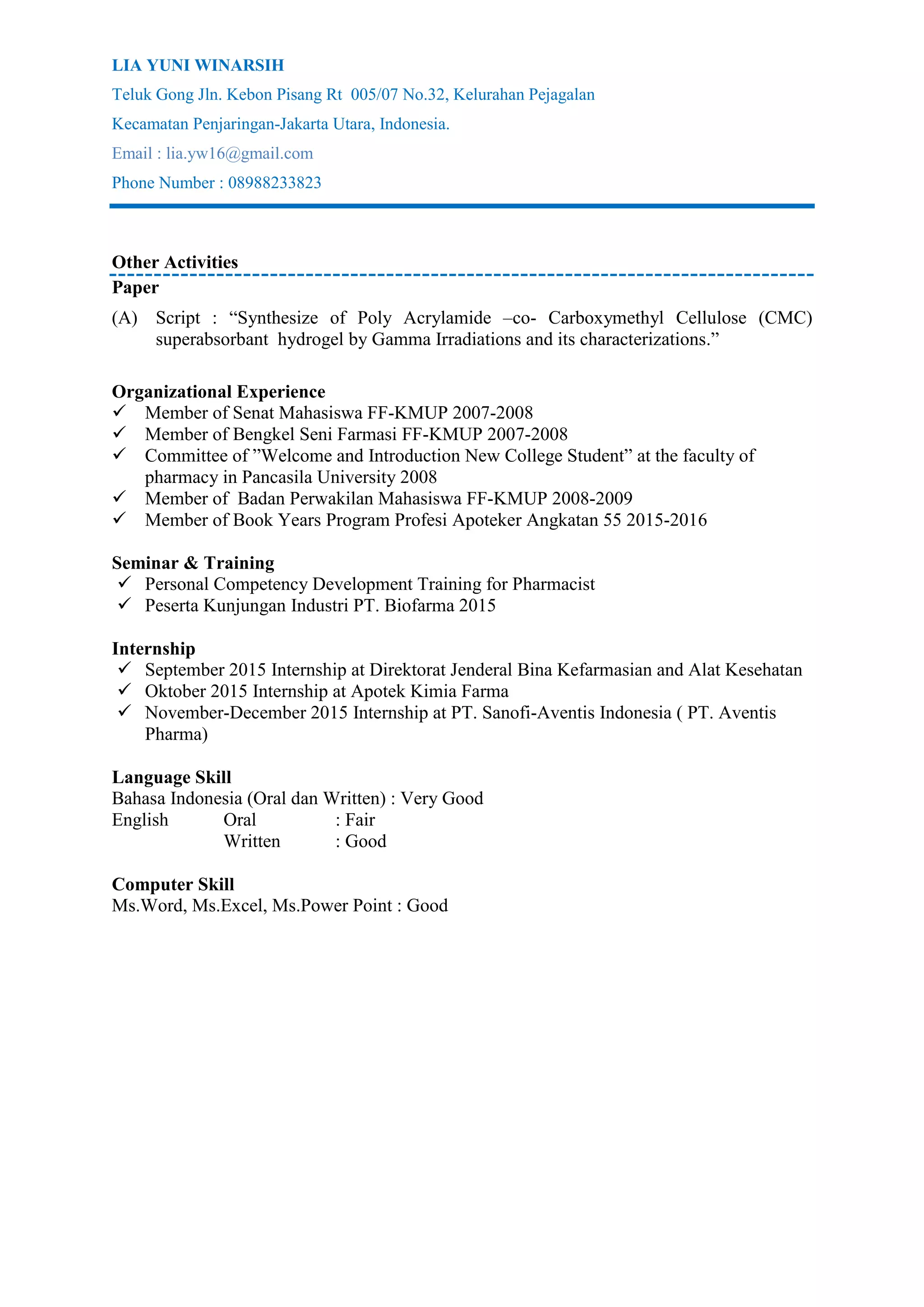 Curriculum Vitae lia | PDF