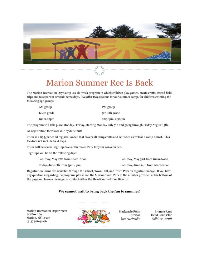 Marion Summer Rec Flyer | PDF