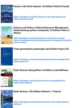 Understanding the earth system global change science for application ...