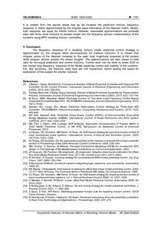 Asymptotic features of Hessian Matrix in Receding Horizon Model ...