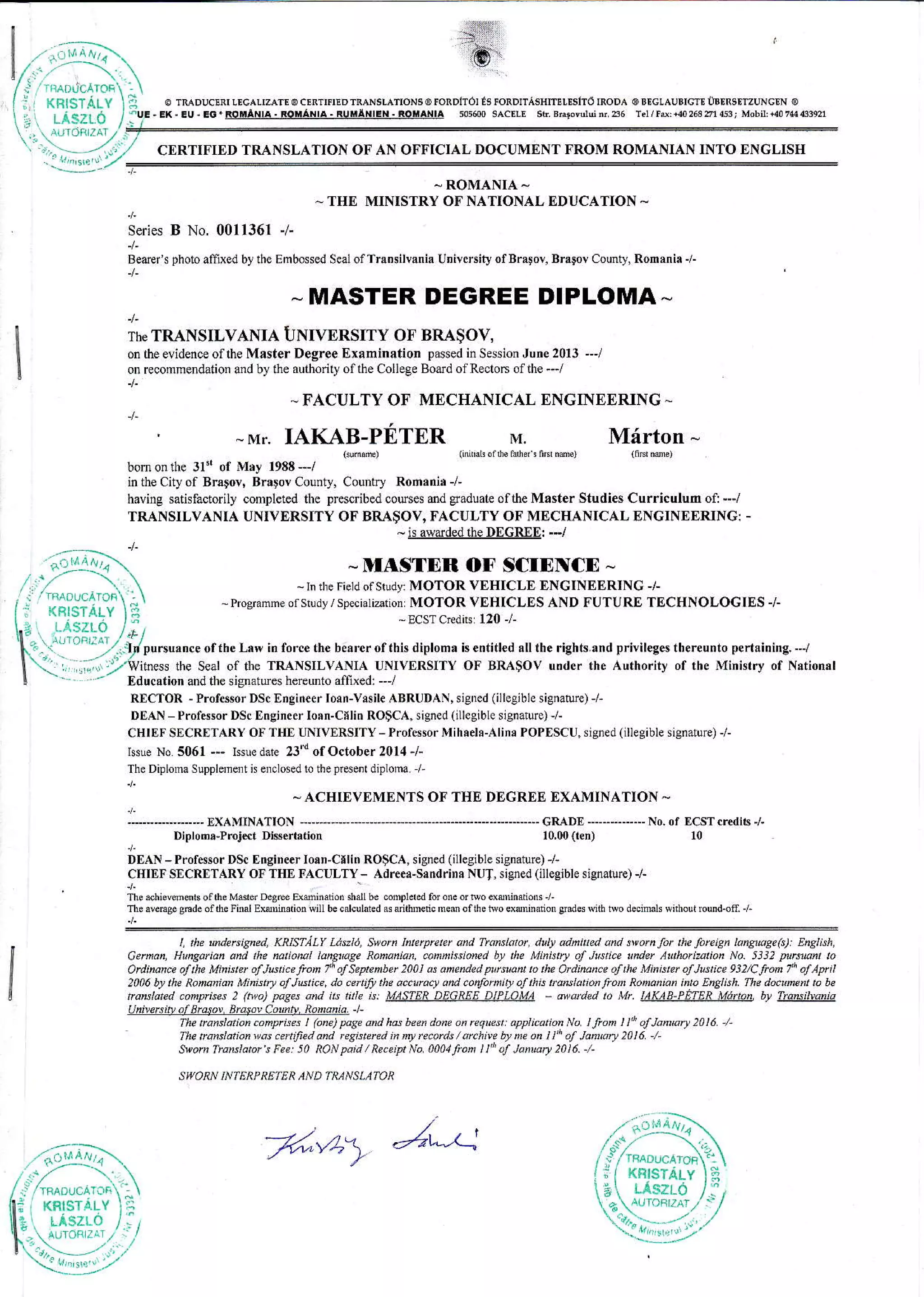 Master Degree Diploma | PDF
