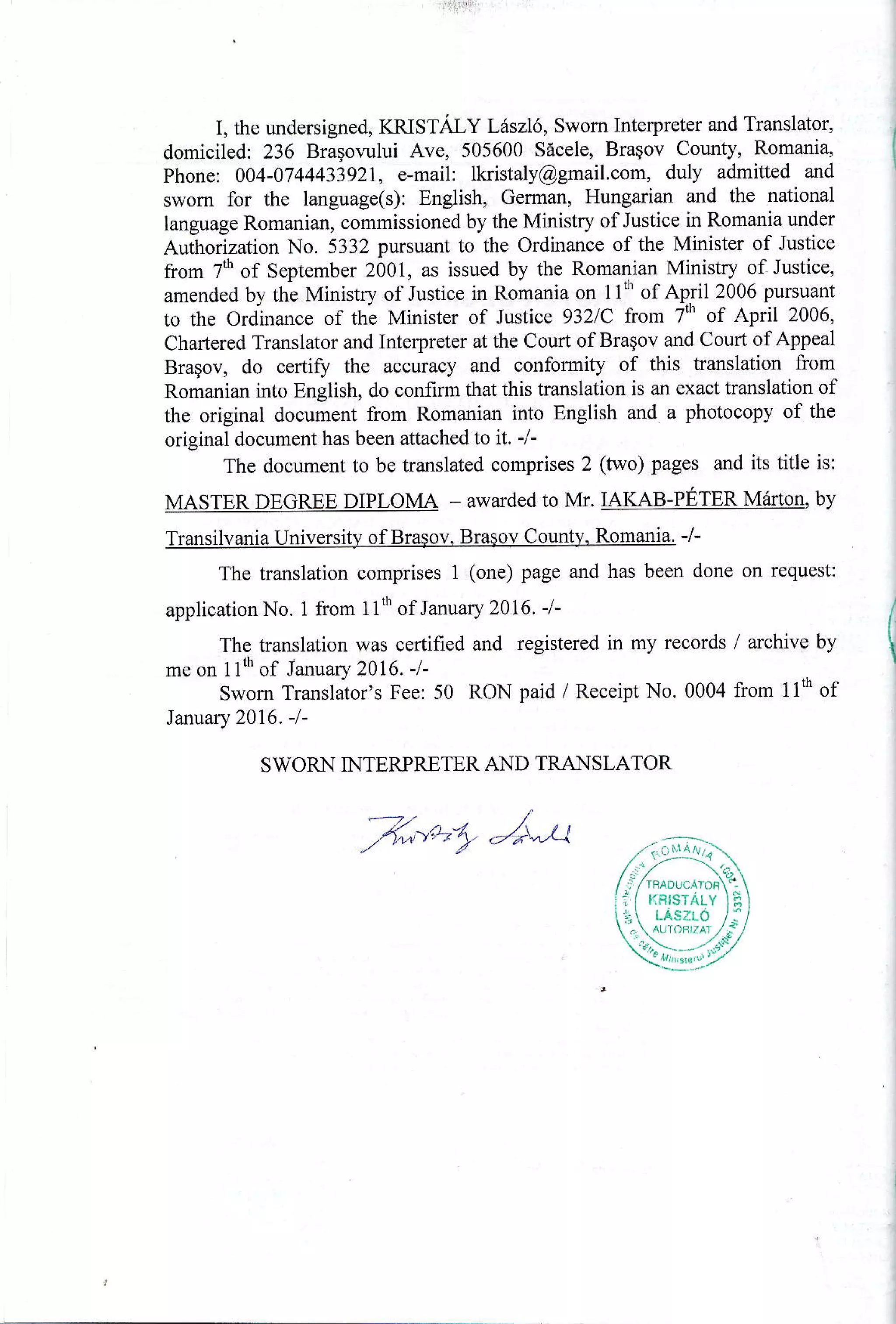 Master Degree Diploma | PDF