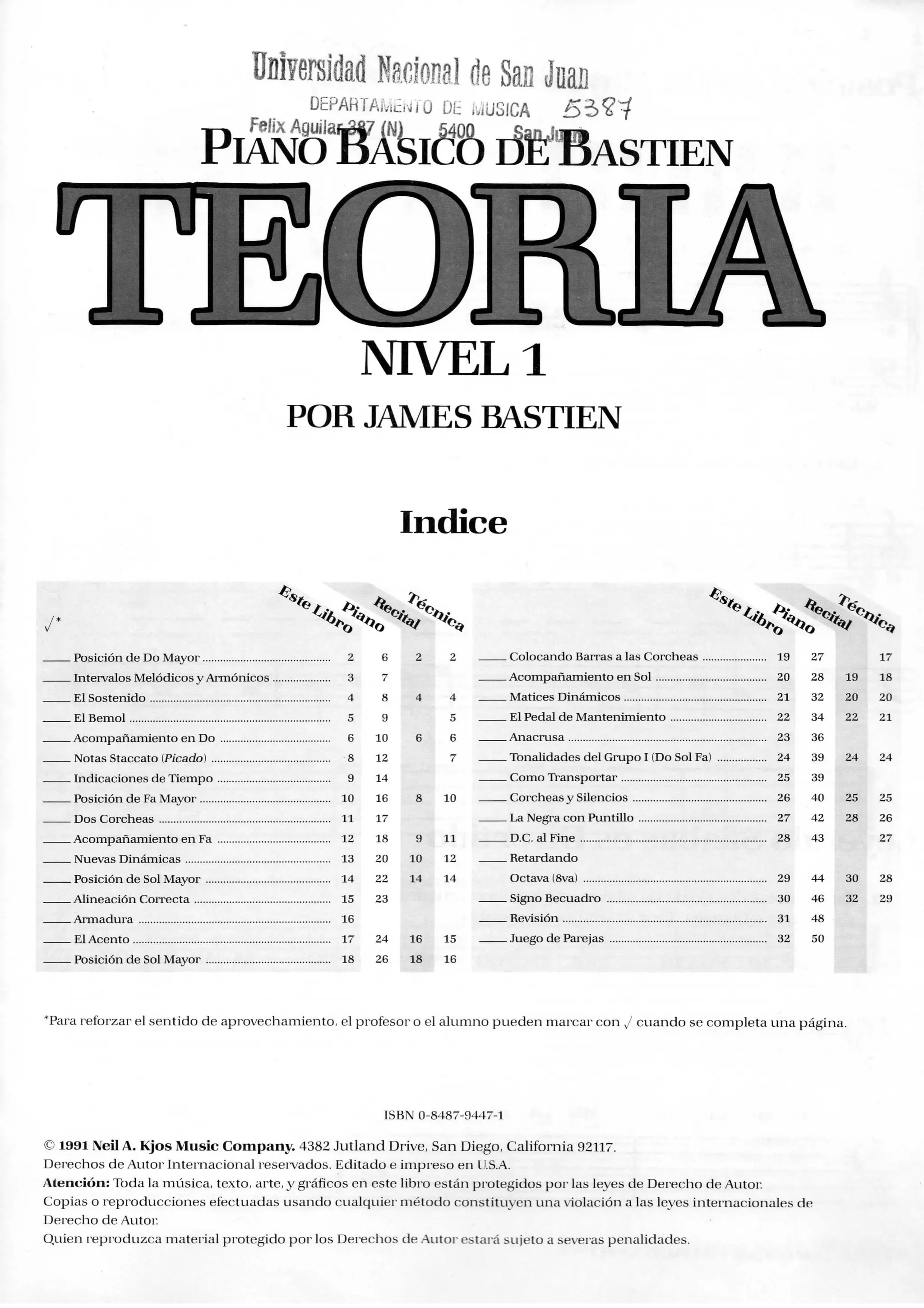 309387603 piano-basico-de-bastien-teoria-nivel-1-por-james-bastien | PDF