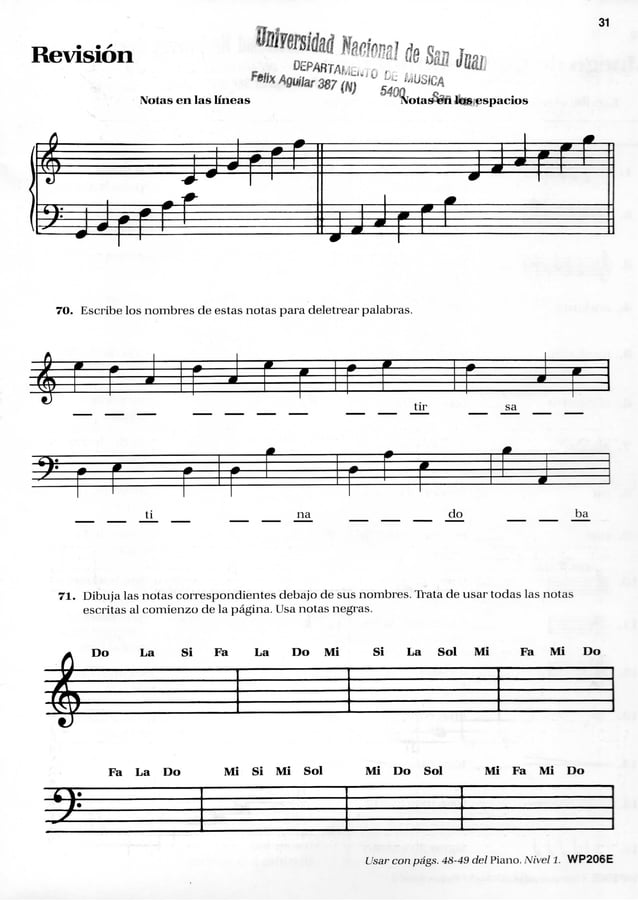 309387603 piano-basico-de-bastien-teoria-nivel-1-por-james-bastien | PDF