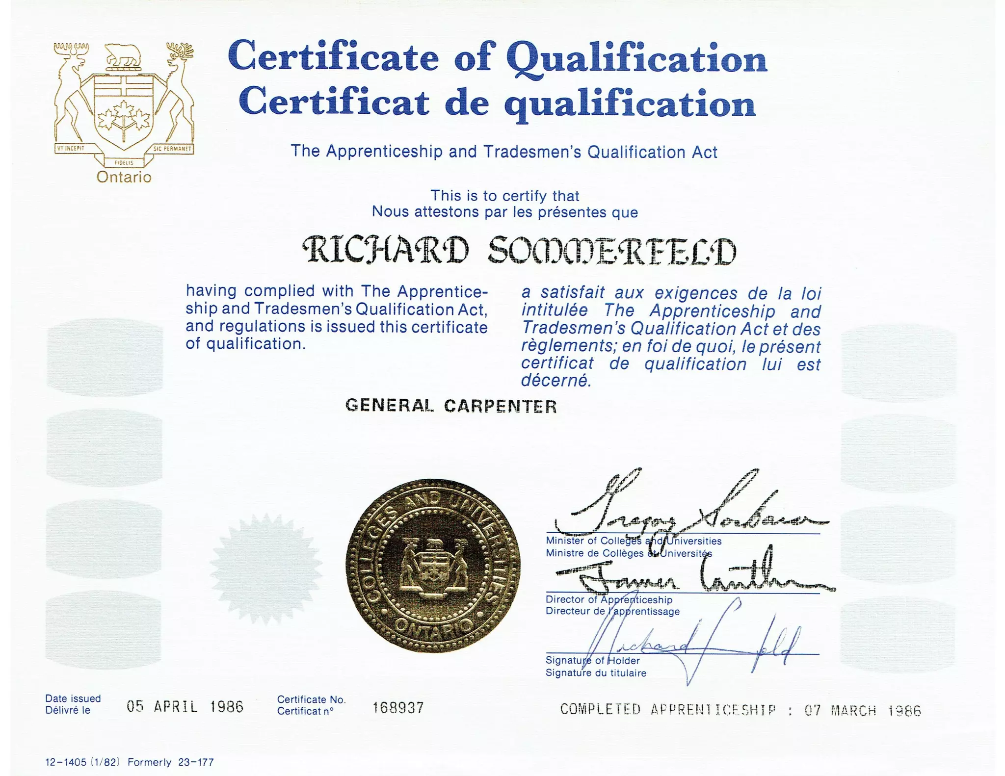RWS Qualification Certificate General Carpenter | PDF