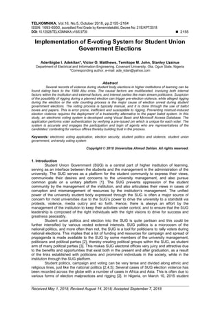 Implementation of E-voting System for Student Union Government ...