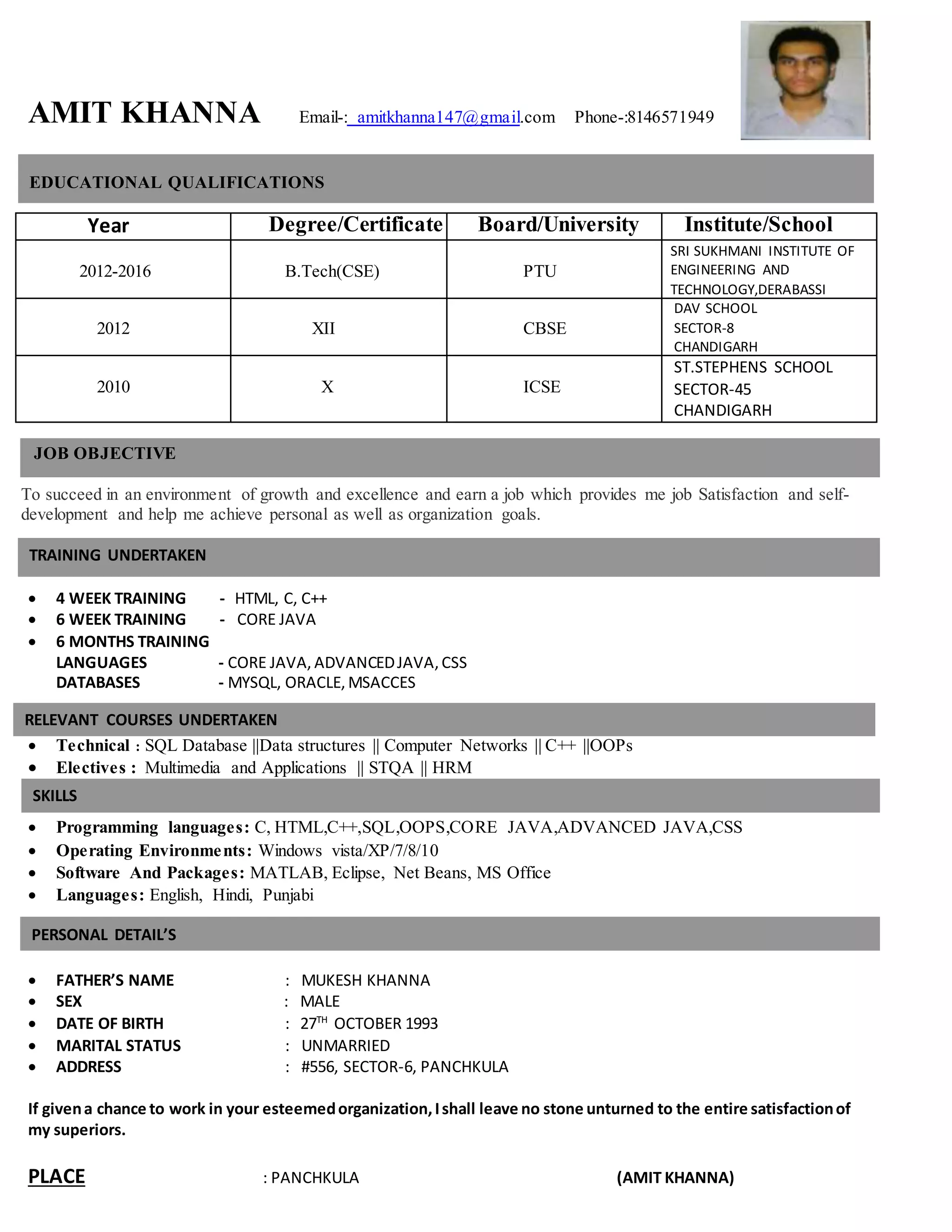 AMIT KHANNA CV | DOCX | Computing | Technology & Computing