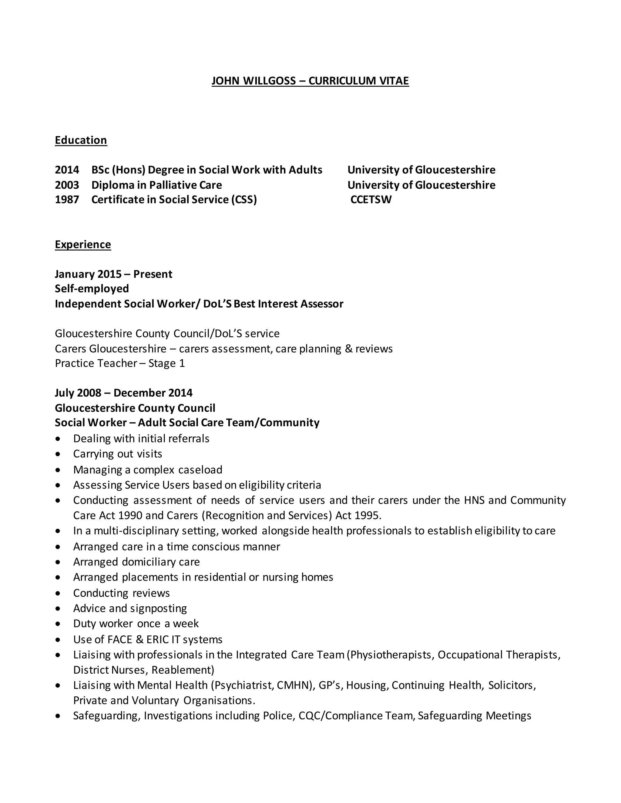 john willgoss linkedin CV | DOCX