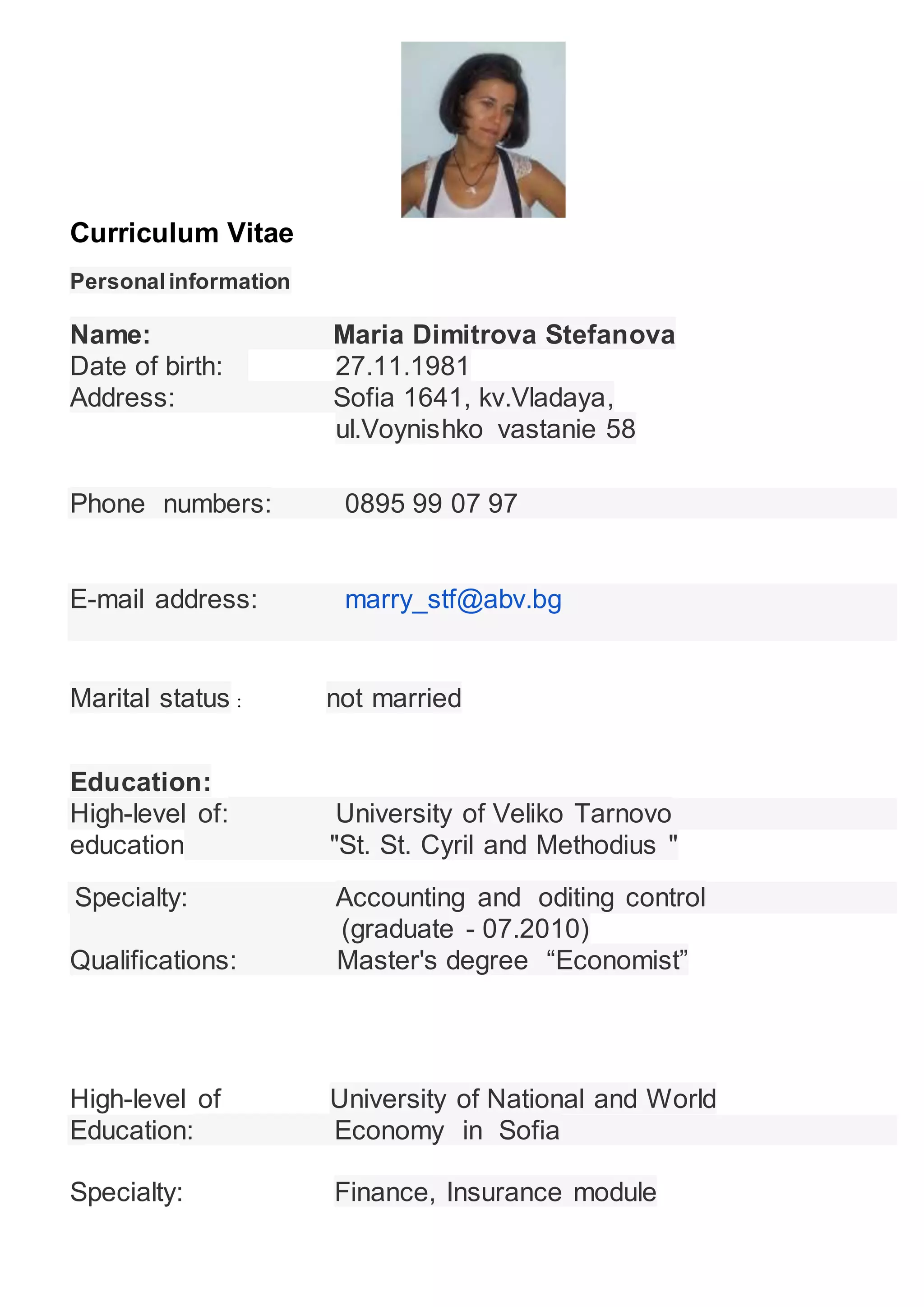 cv-Marry- English | DOCX