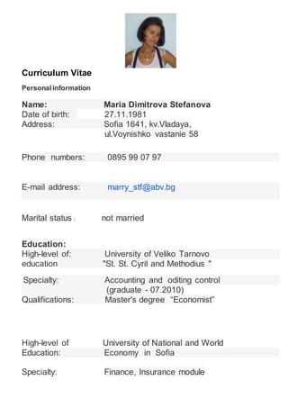 cv-Marry- English | DOCX