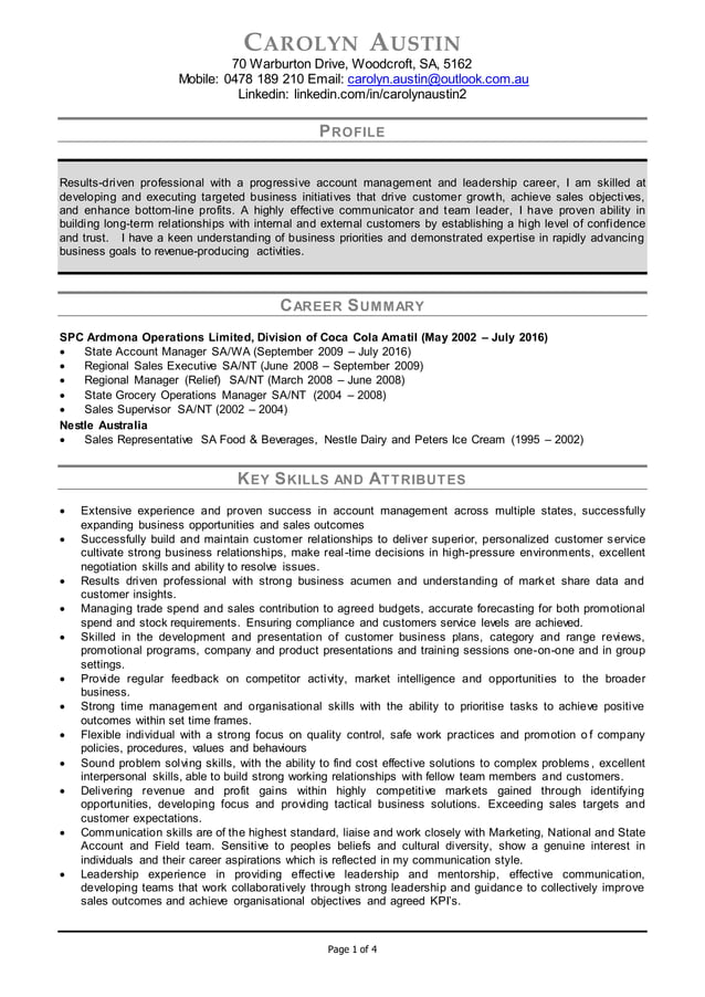 Carolyn Austin, CV | DOCX | Business Administration | Business