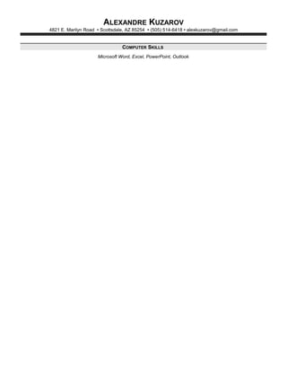 Alexandre Kuzarov Resume | PDF