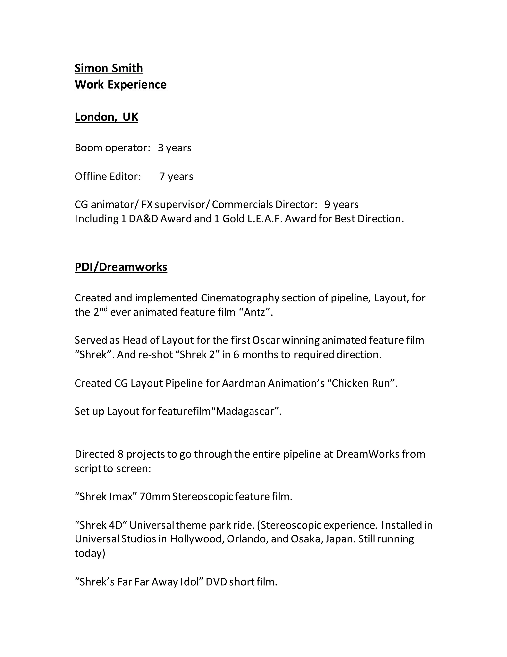 Simon Smith Work Experience | DOCX