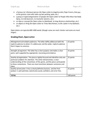 ENGL 309 Project 5 Assignment Sheet: Open Letter | DOCX