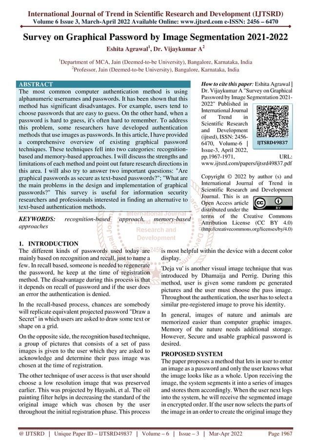 Survey on Graphical Password by Image Segmentation 2021 2022 | PDF