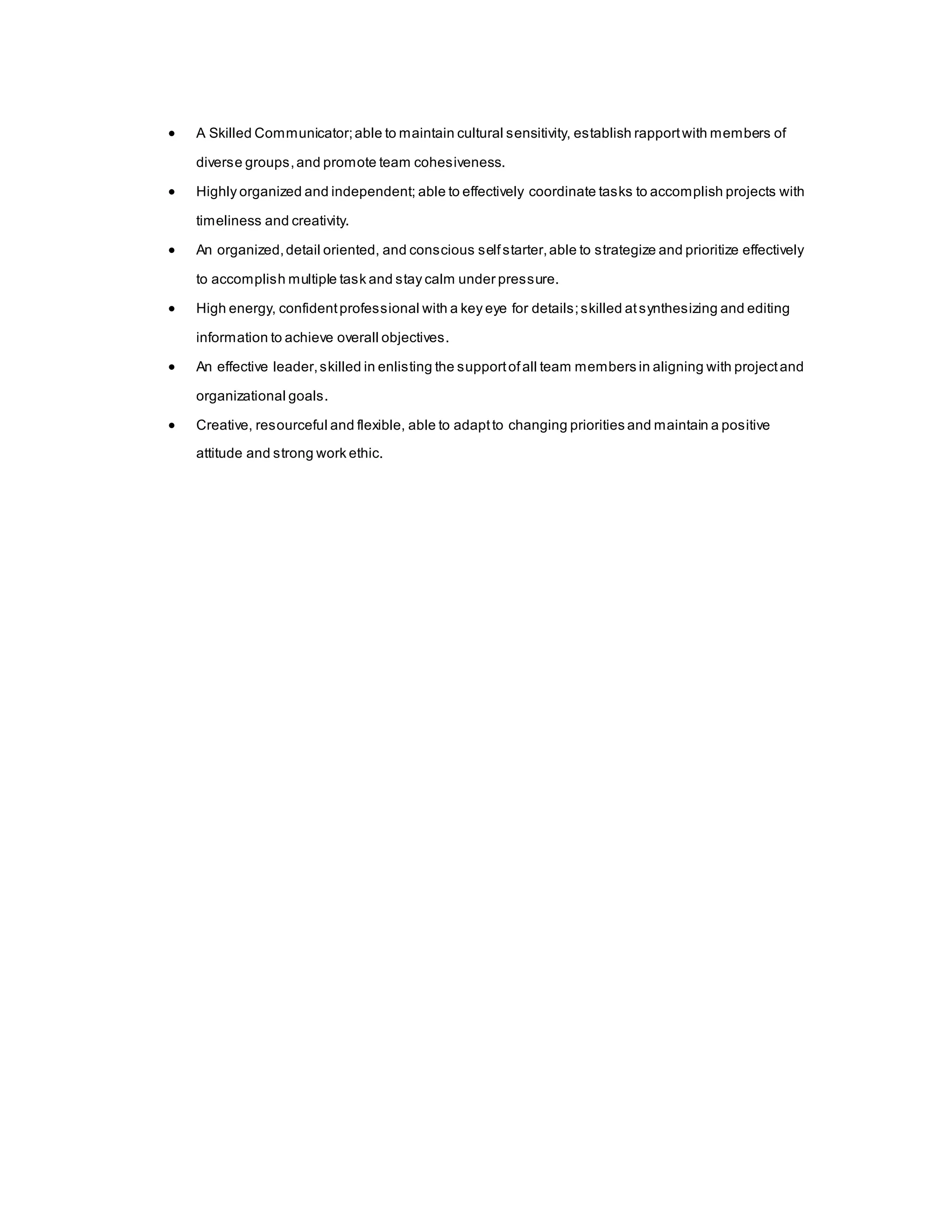 Proffesional Summary | DOCX