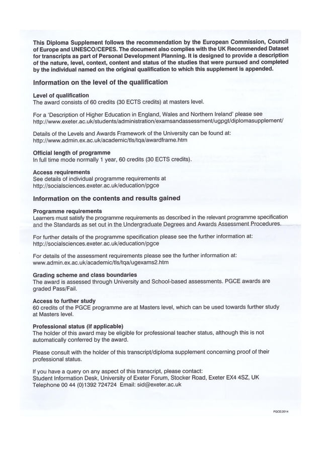 Exeter Transcript | PDF