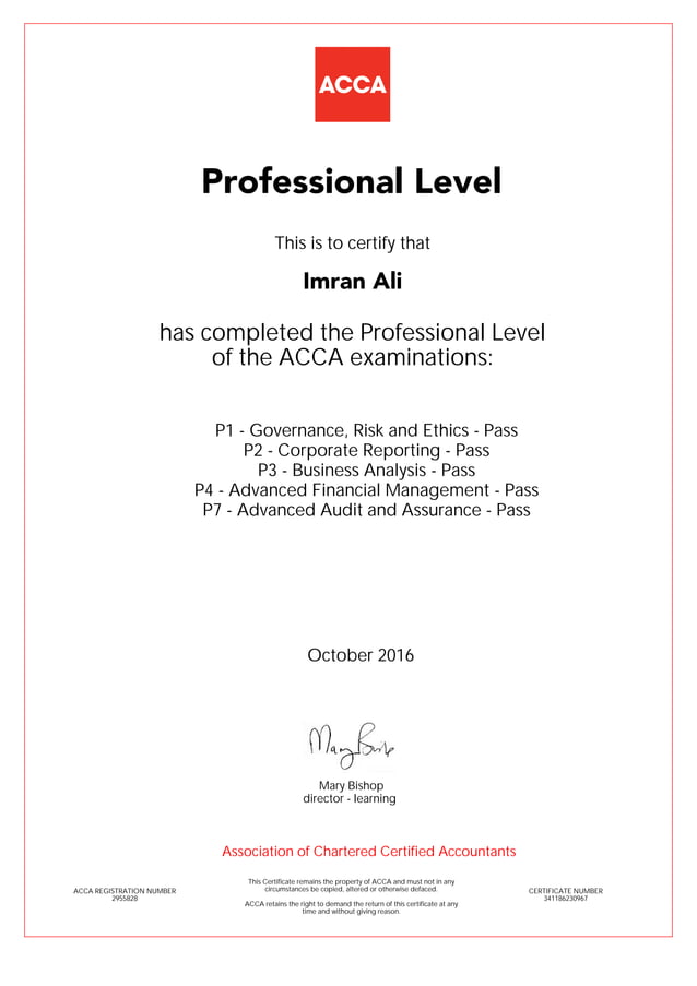 Certificate ACCA | PDF
