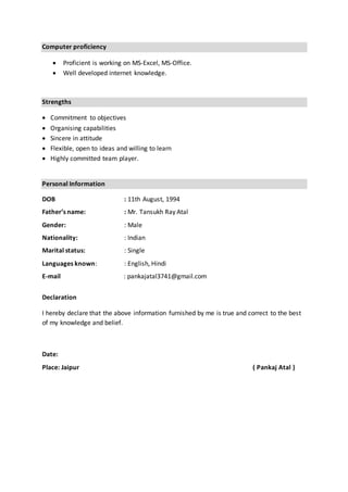 PANKAJ ATAL | DOCX | Education