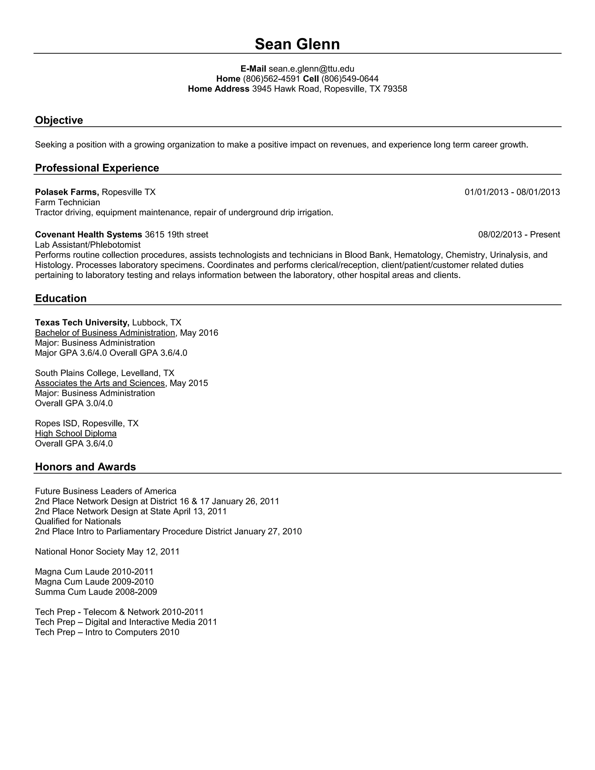 Sean Glenn Resume 2015 | PDF