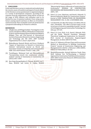 Analysis of Rework and Rescheduling in Construction Project using SPSS ...
