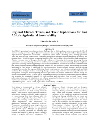 Regional Climate Trends and Their Implications for East Africa's ...