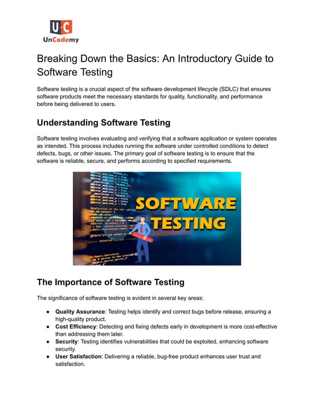 Breaking Down the Basics: An Introductory Guide to Software Testing ...