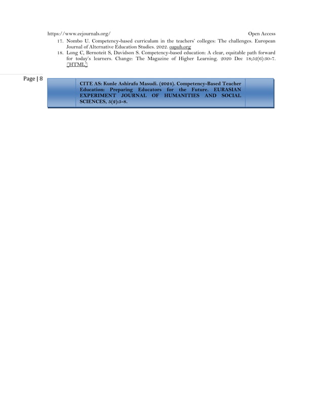 Competency-Based Teacher Education: Preparing Educators for the Future (www.kiu.ac.ug) | PDF