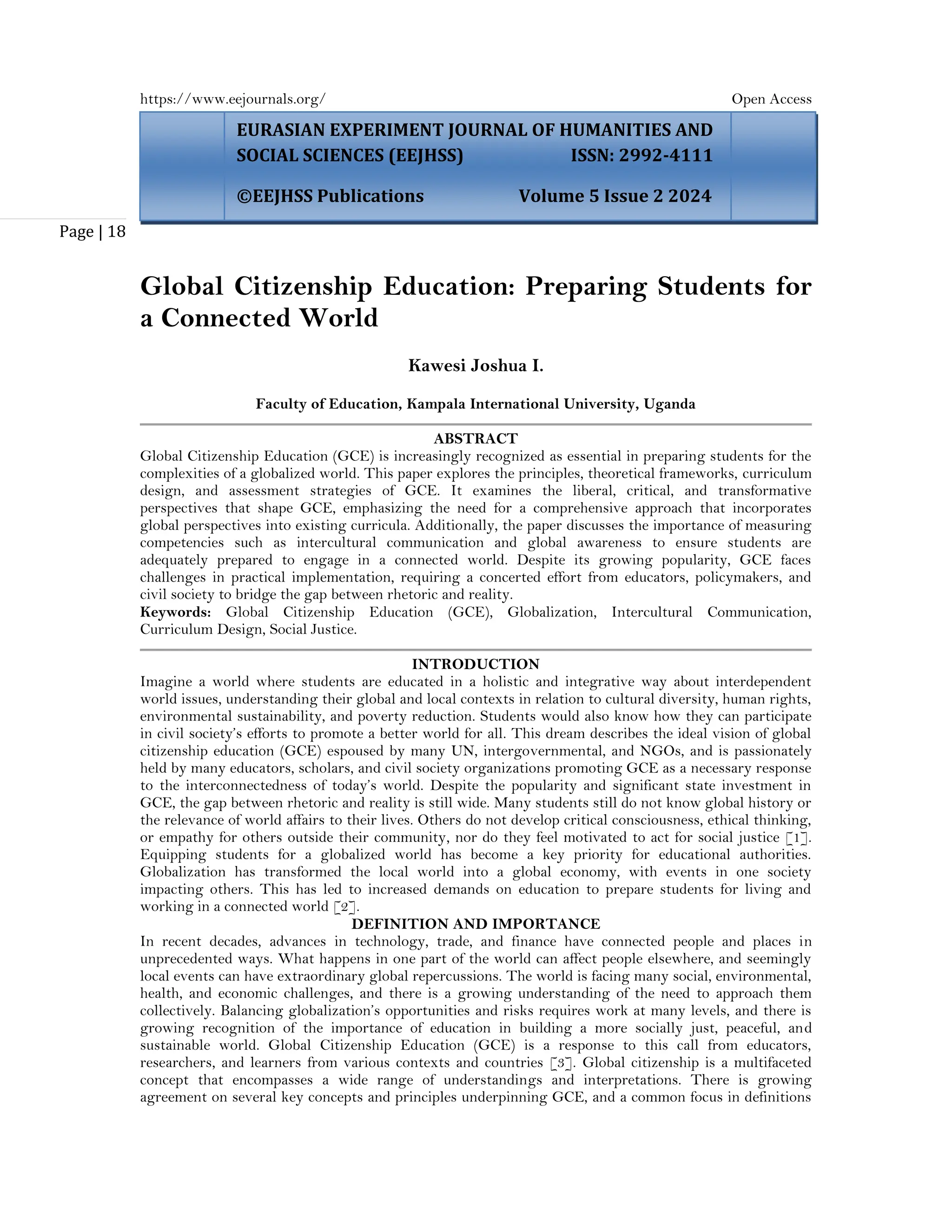 Global Citizenship Education: Preparing Students for a Connected World ...