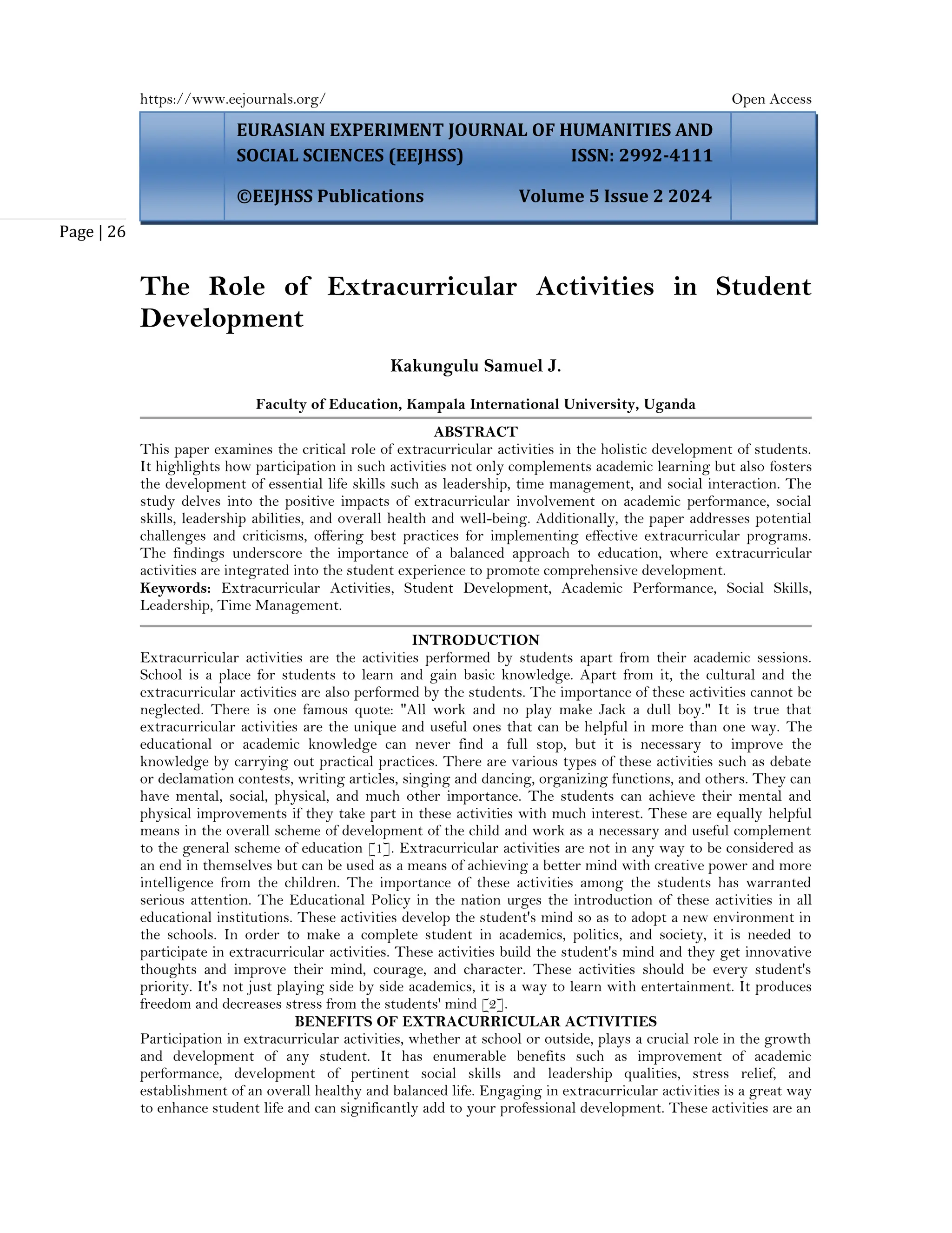 The Role of Extracurricular Activities in Student Development (www.kiu ...