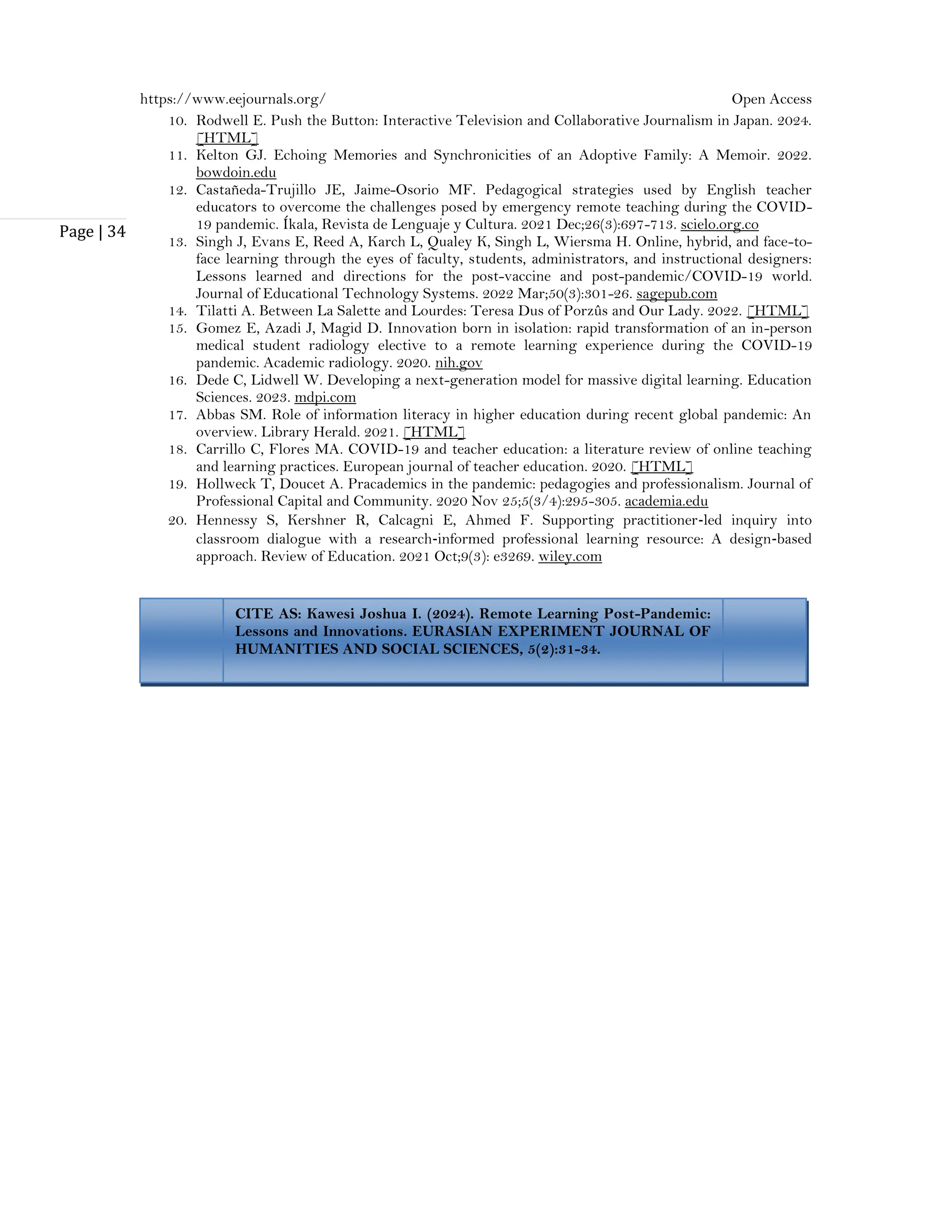 Remote Learning Post-Pandemic: Lessons and Innovations | PDF