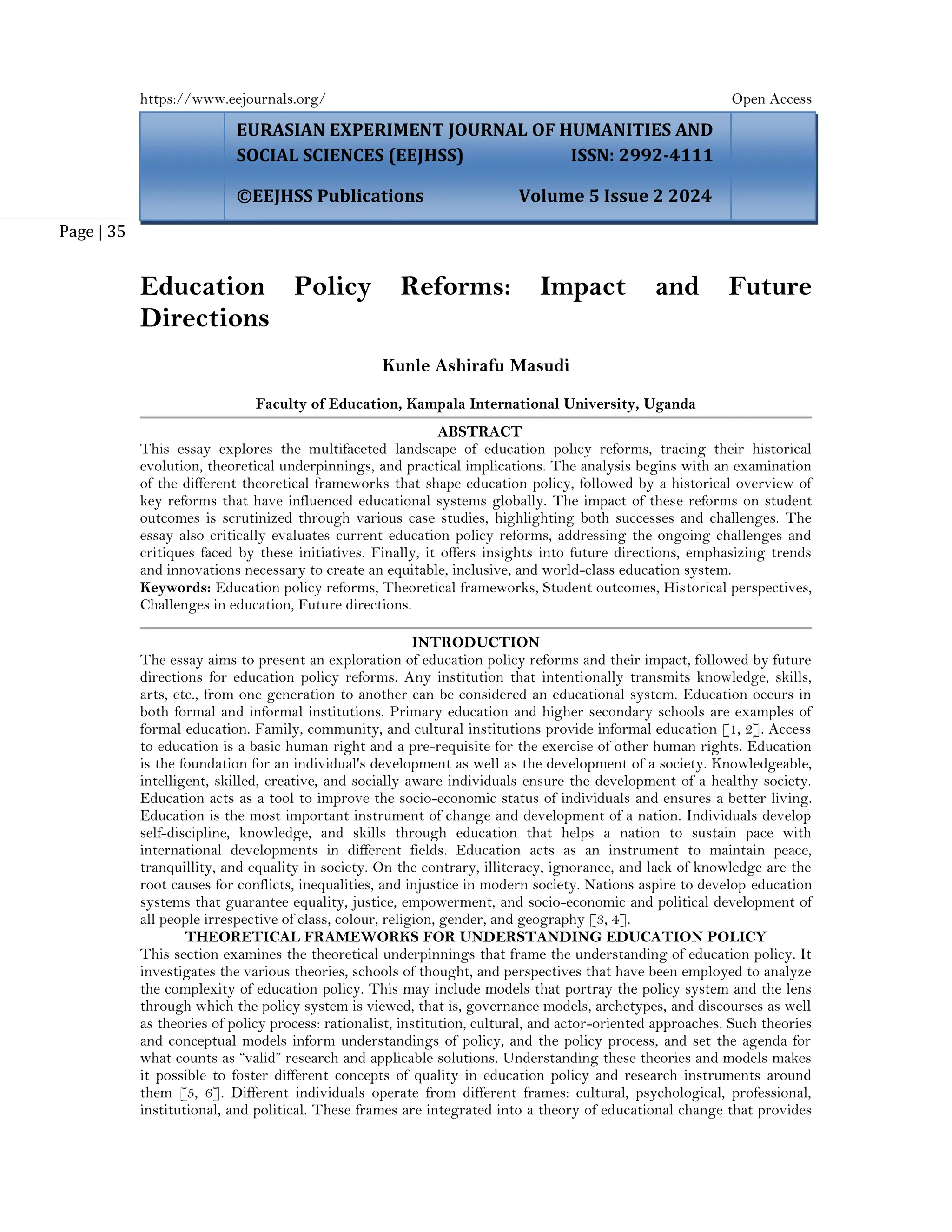 Education Policy Reforms: Impact and Future Directions (www.kiu.ac.ug ...