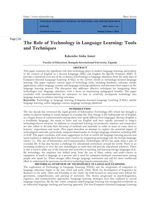 The Role of Technology in Language Learning: Tools and Techniques (www ...