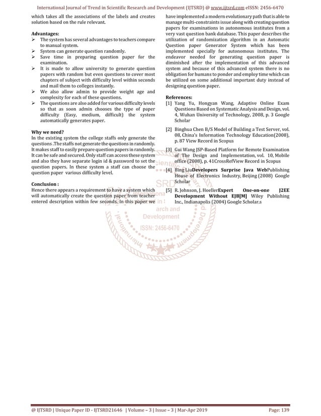 Automatic Question Paper Generator System | PDF