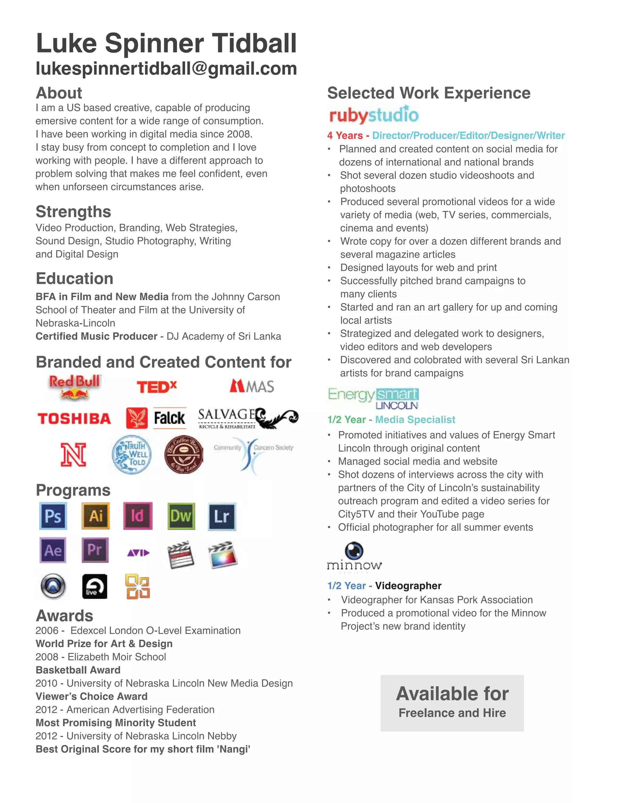 Luke Spinner Tidball - Resume | PDF