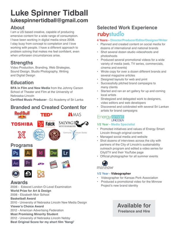 Luke Spinner Tidball - Resume | PDF