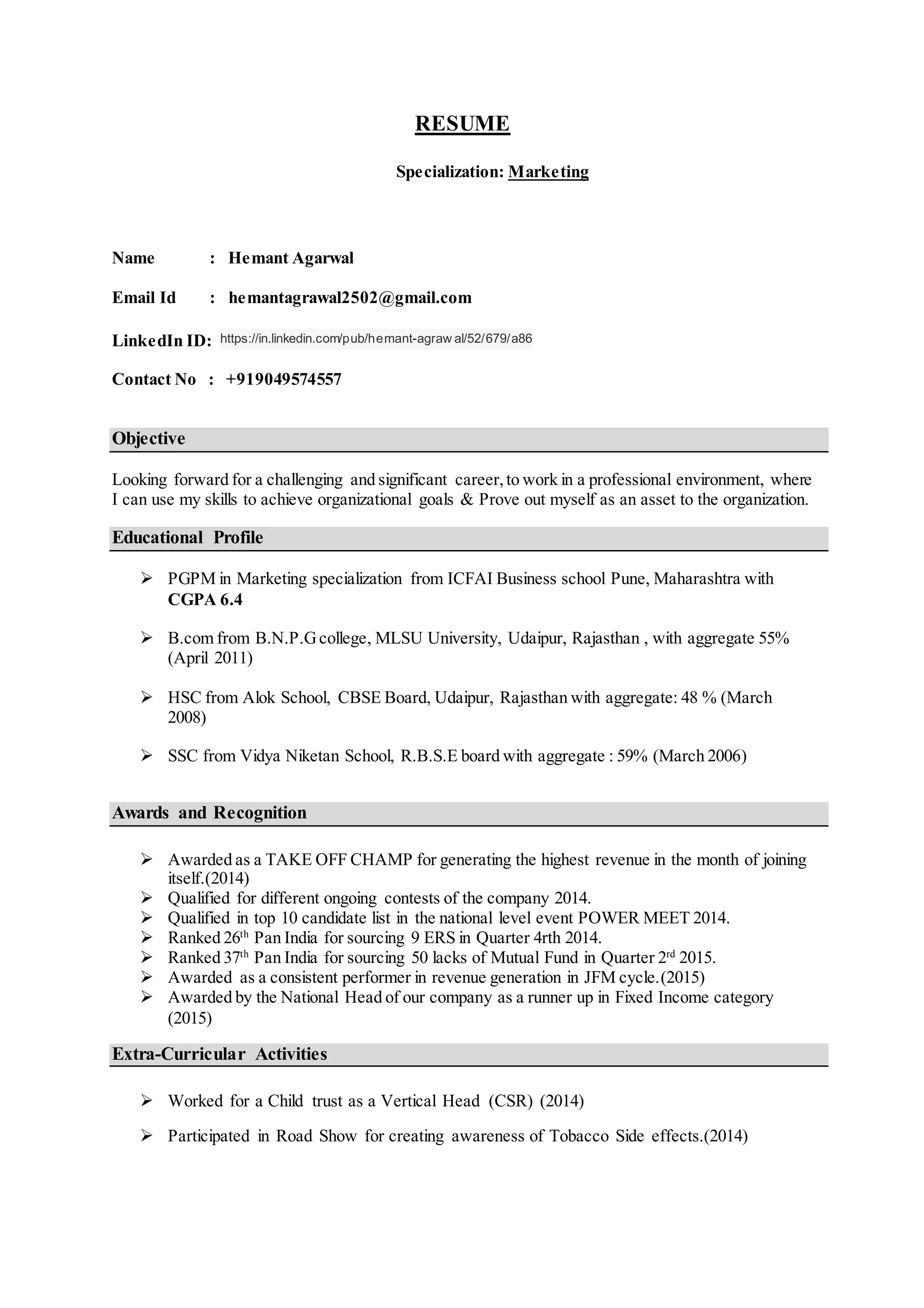 RESUME hemant edit resume | DOCX