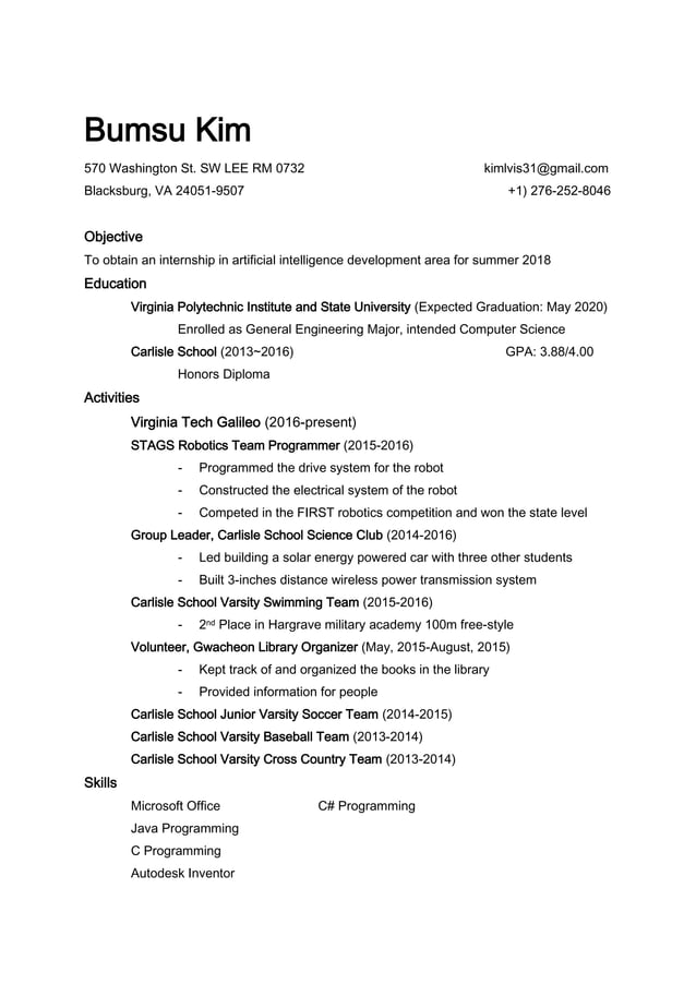 resume | PDF | Robotics | Technology & Computing