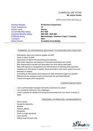 CV Johan Venter new - Copy | PDF
