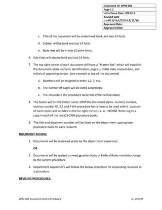 OPM001-Document Control Example | DOC