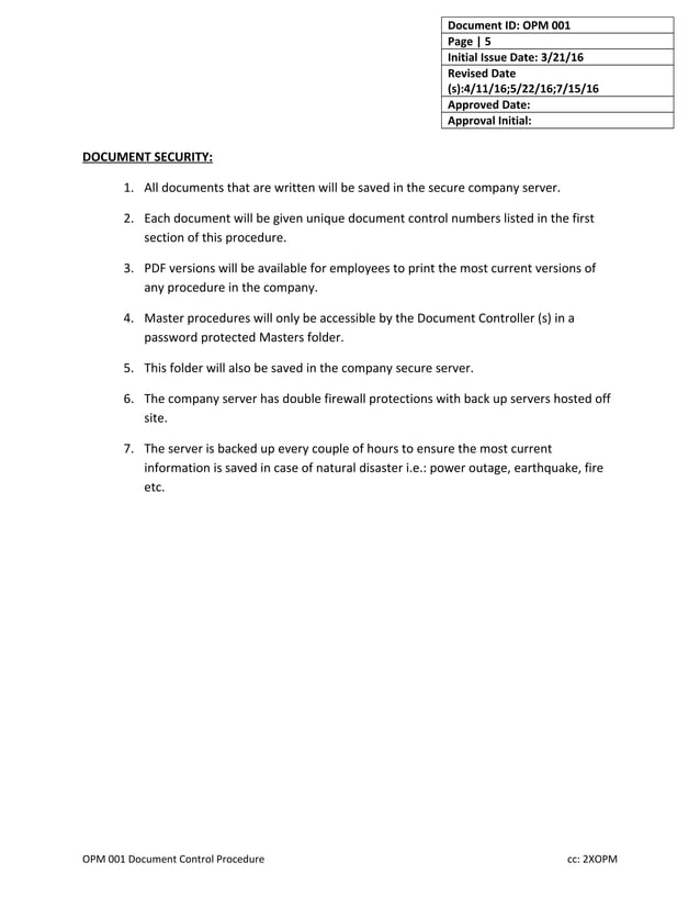 OPM001-Document Control Example | DOC