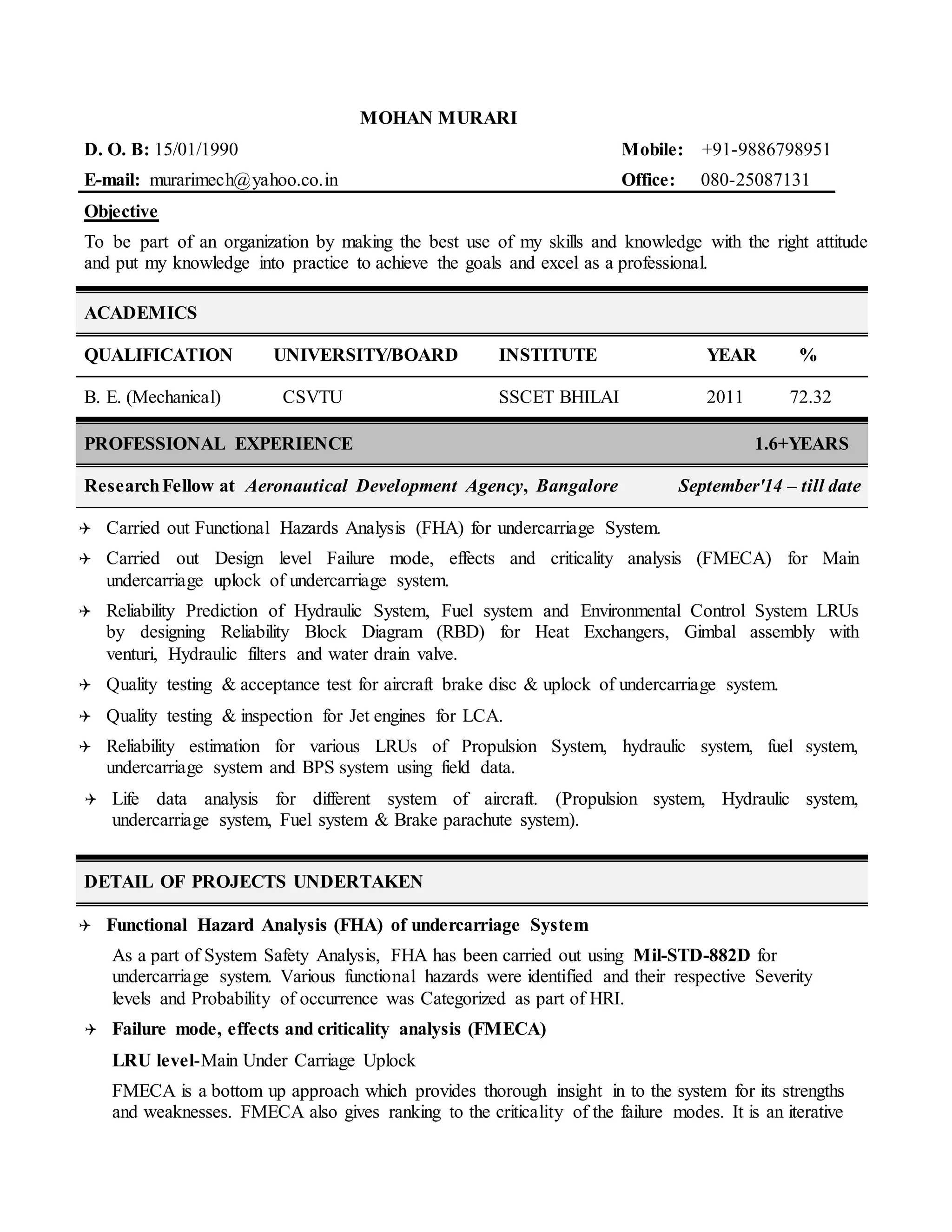 Mohan resume (1) | DOCX | Business | Business and Finance