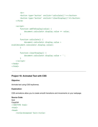 30+ Basic HTML Coding Projects for Class 10.pdf