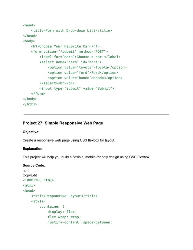 30+ Basic HTML Coding Projects for Class 10.pdf