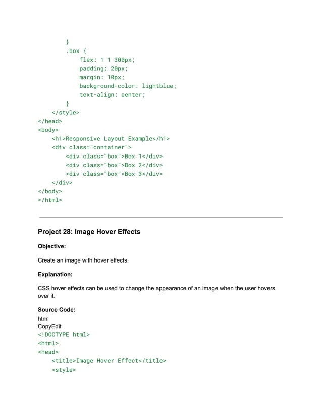 30 Basic Html Coding Projects For Class 10pdf