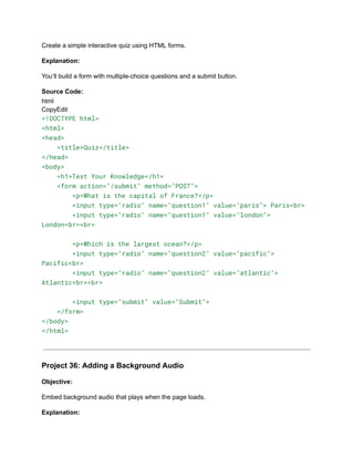 30+ Basic HTML Coding Projects for Class 10.pdf