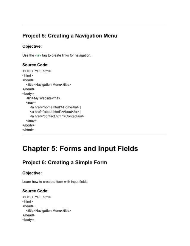 30+ Basic HTML Coding Projects for Class 10.pdf