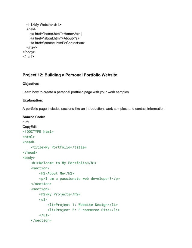 30+ Basic HTML Coding Projects for Class 10.pdf