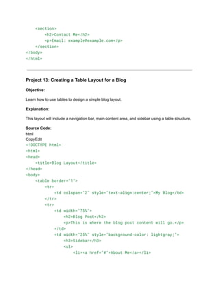 30+ Basic HTML Coding Projects for Class 10.pdf