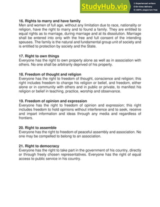 30 Basic Human Rights List Universal Declaration Of Human Rights | PDF